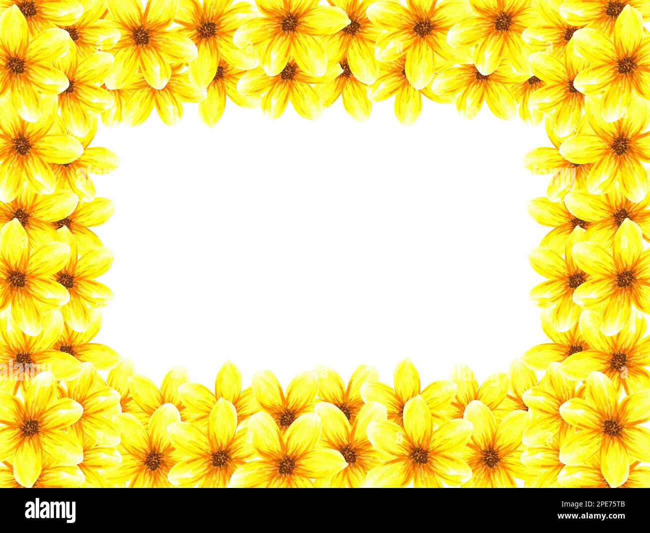 Frame with flowers. Watercolor abstract bright summer yellow flowers ...