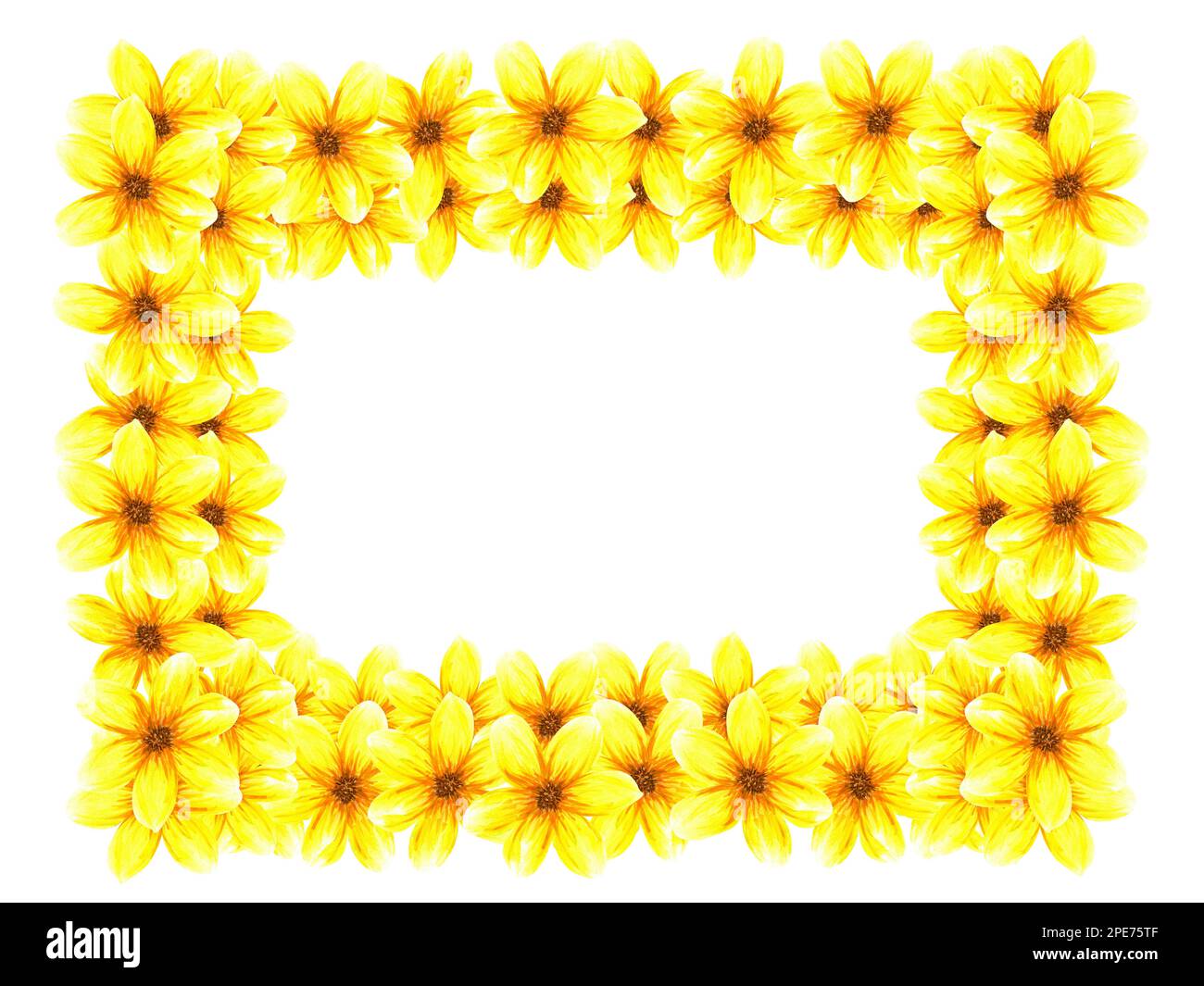 Frame with flowers. Watercolor abstract bright summer yellow flowers ...