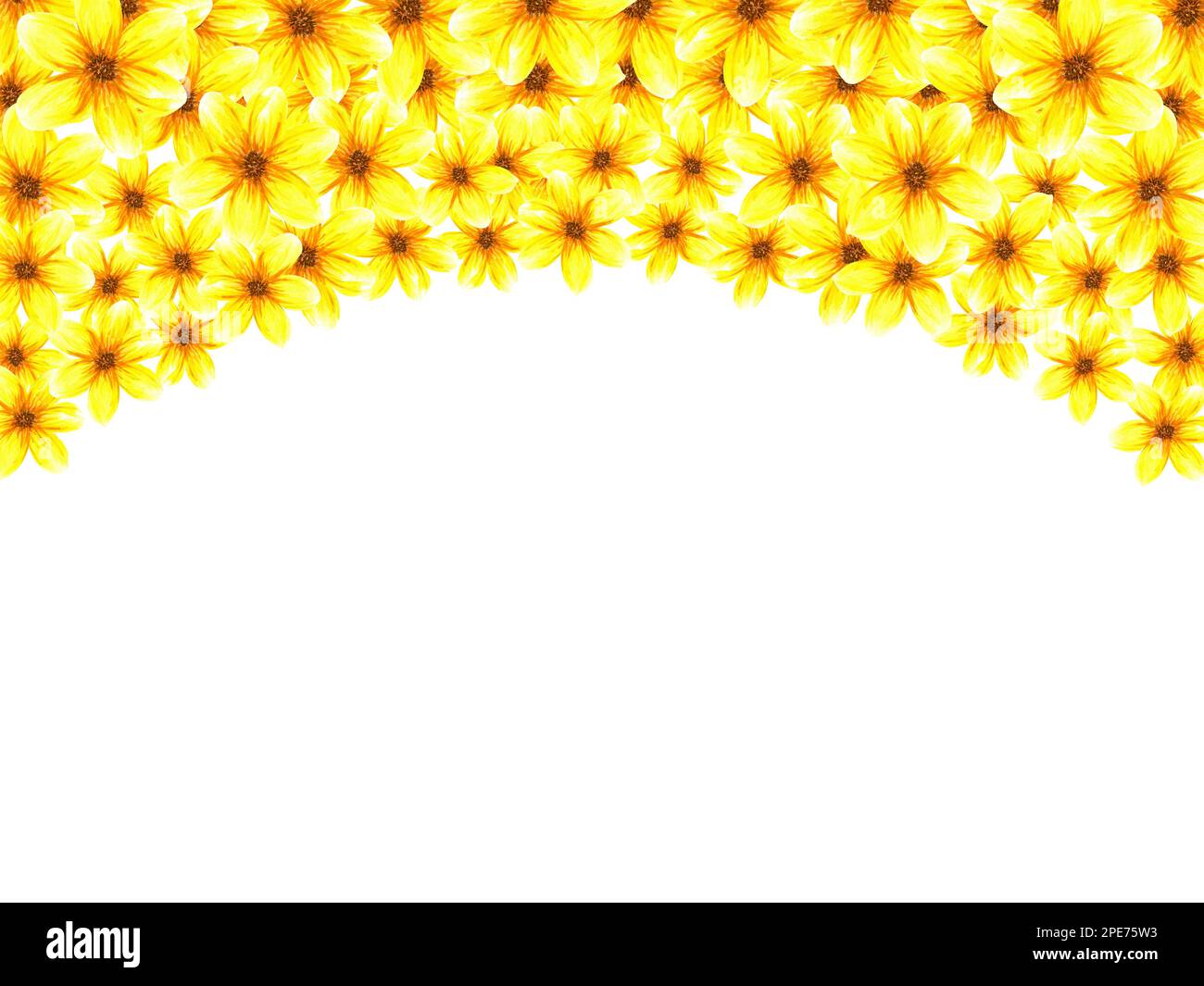 Frame with flowers. Watercolor abstract bright summer yellow flowers ...