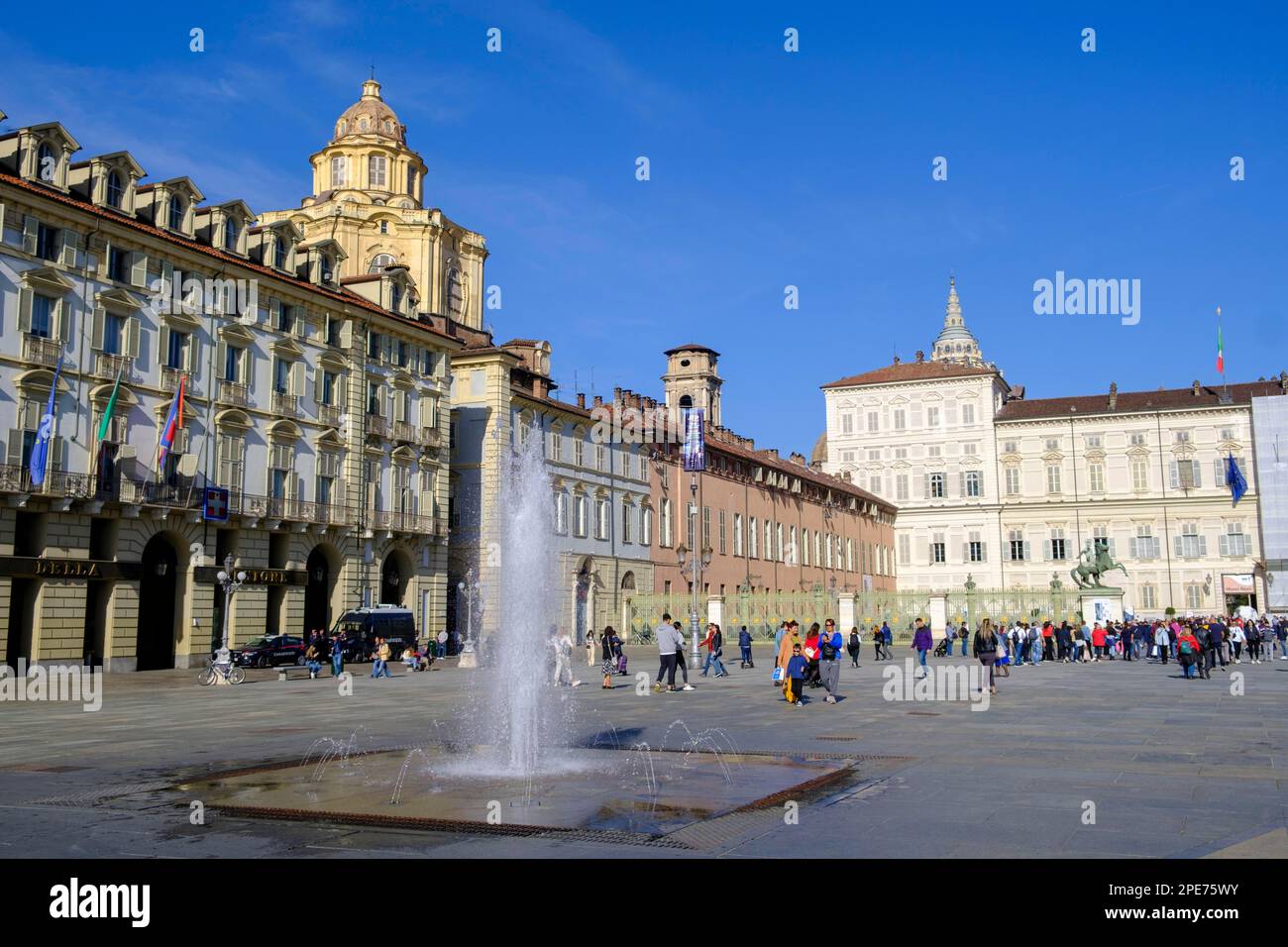 Piazza Castello, with Palazzo Reale di Torino, Turin, Piedmont, Italy ...