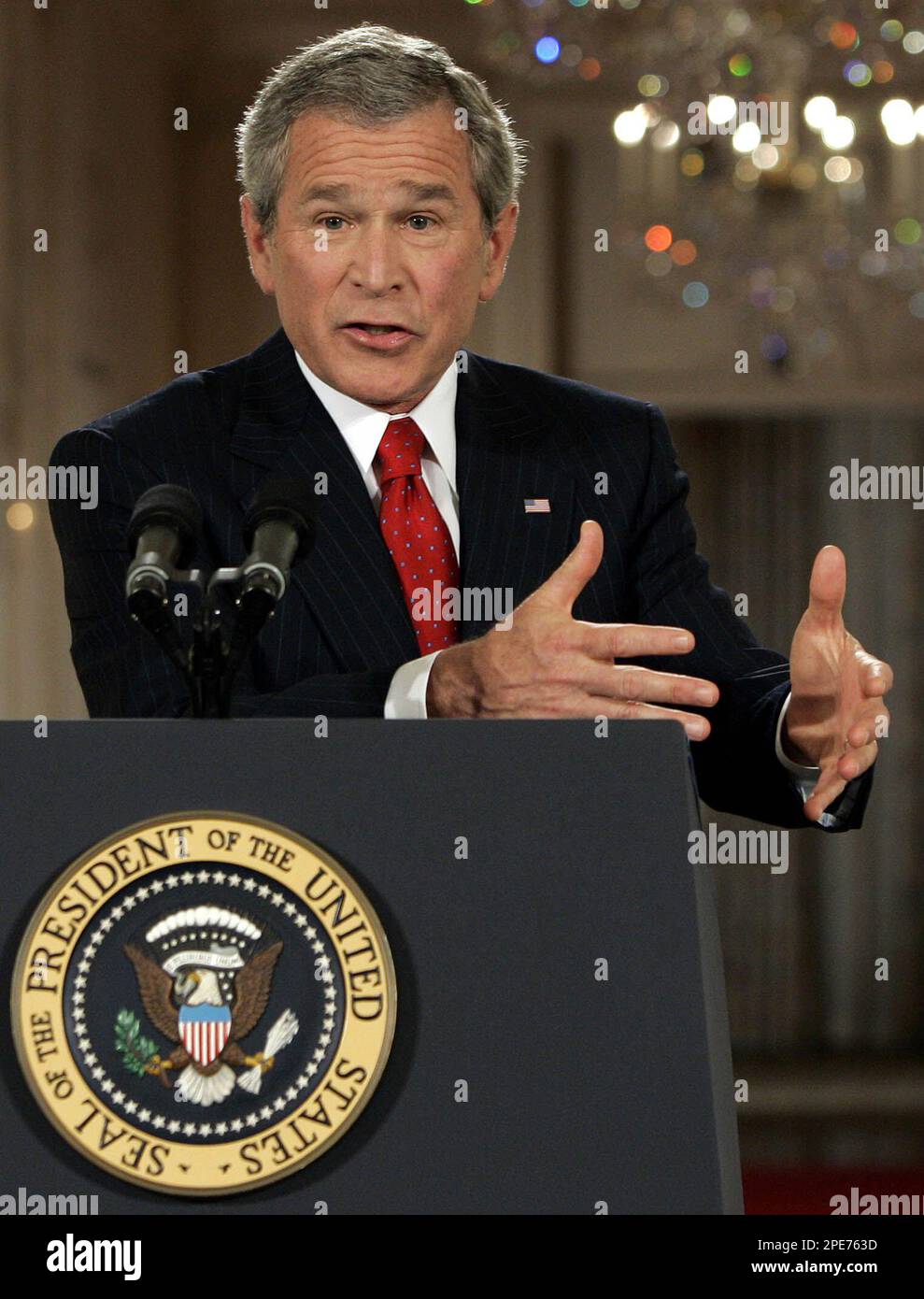 President Bush gestures during a news conference Thursday, April 28 ...