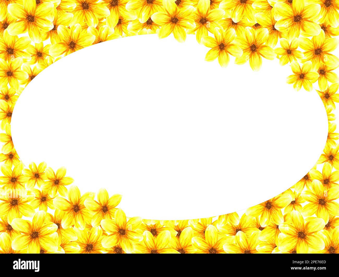 Frame with flowers. Watercolor abstract bright summer yellow flowers ...