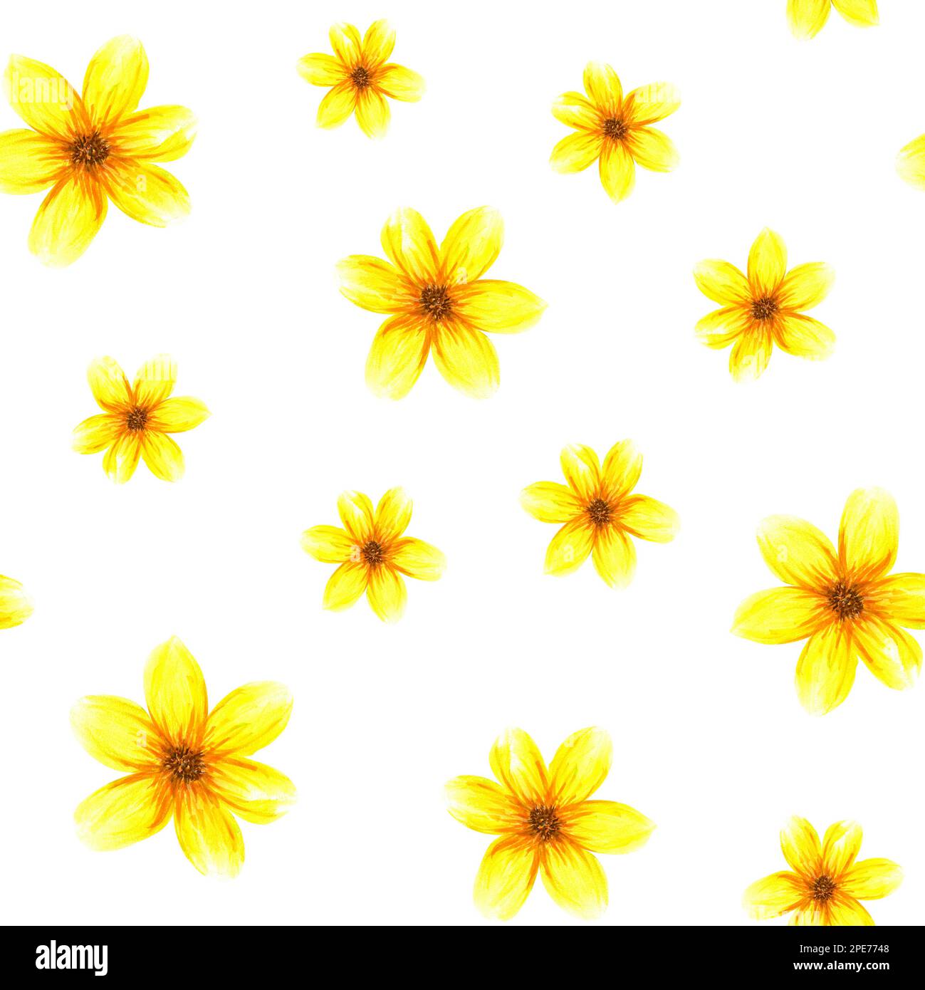 Seamless pattern with flowers. Watercolor abstract bright summer yellow ...