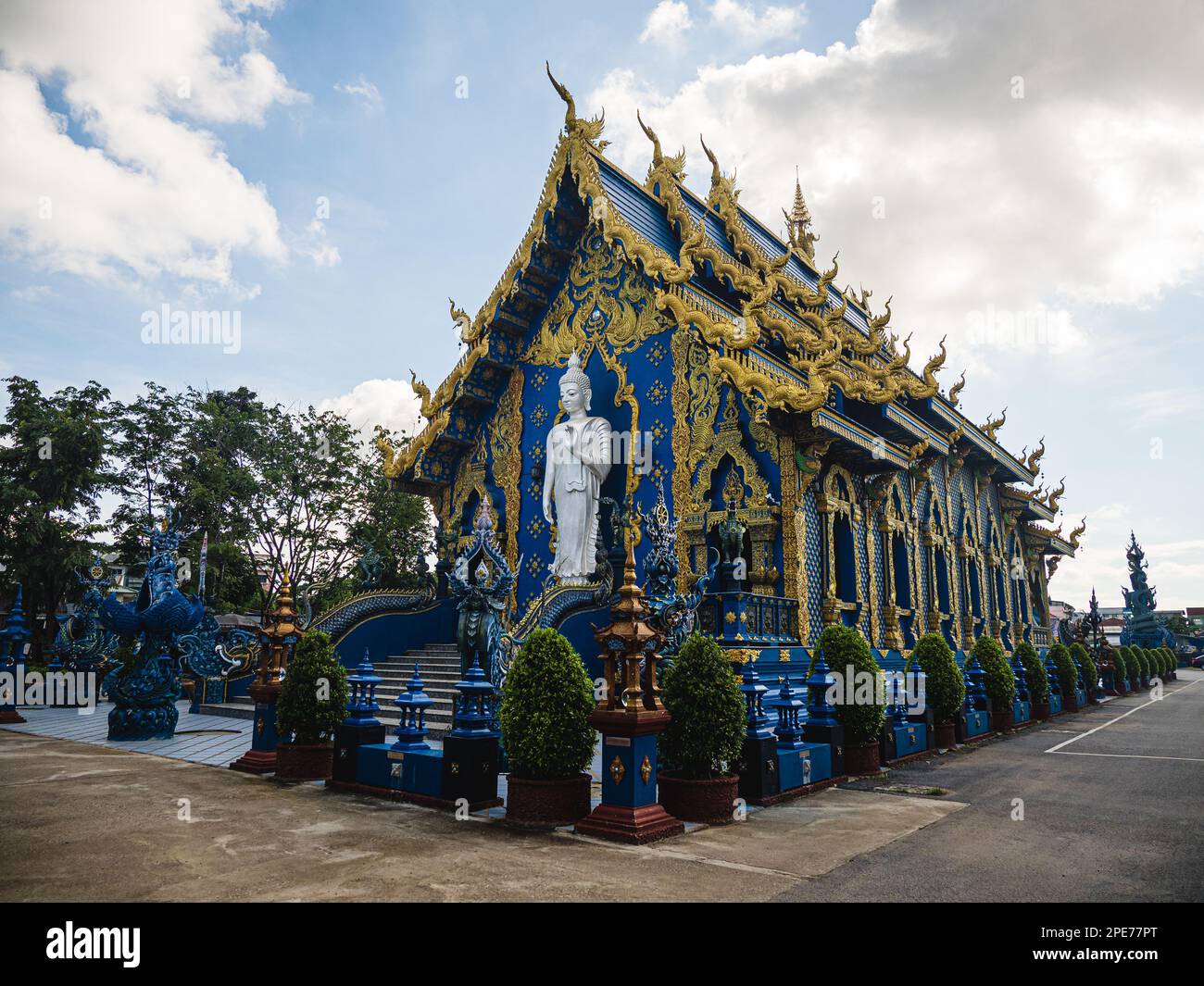 The blue god spirit Buddhist deity at Chiang Rai's Wat Rong Suea Ten ...