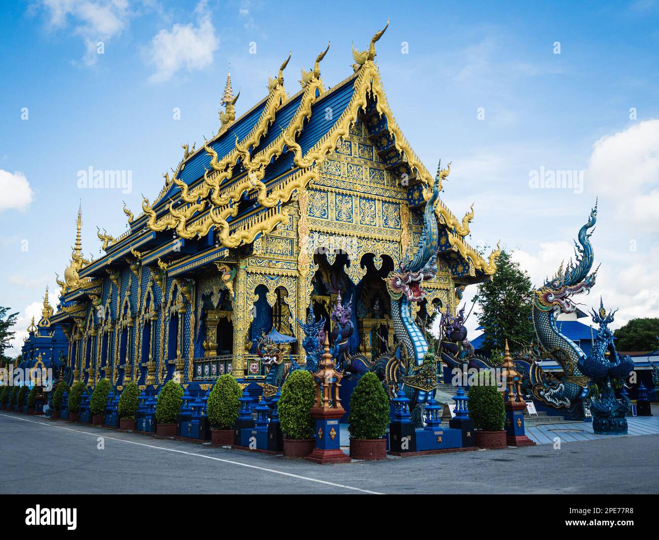 The blue god spirit Buddhist deity at Chiang Rai's Wat Rong Suea Ten ...