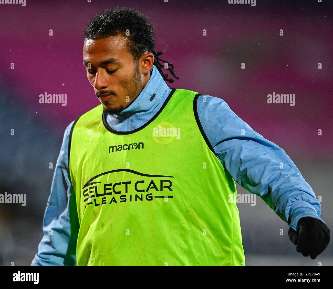 Blackburn, UK. 15th Mar, 2023. Femi Azeez #15 of Reading pre-match warm ...