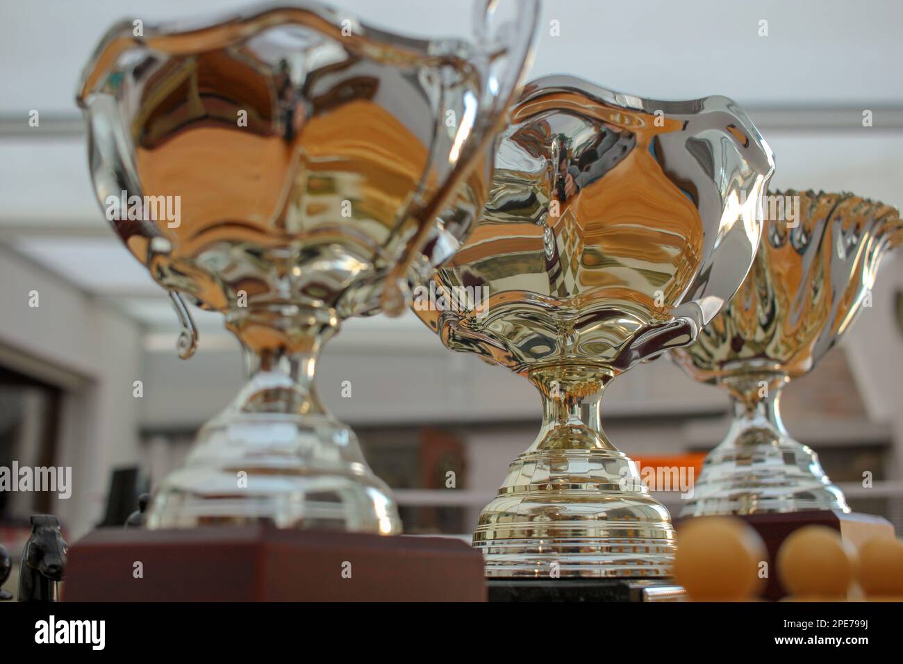 the three trophies for the winners Stock Photo - Alamy