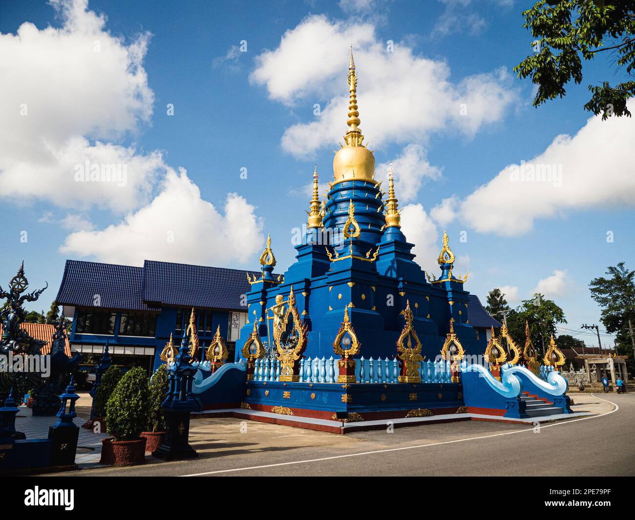 The blue god spirit Buddhist deity at Chiang Rai's Wat Rong Suea Ten ...