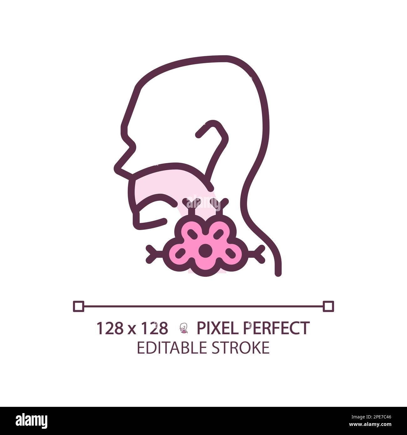 Throat cancer pixel perfect RGB color linear icon Stock Vector Image ...