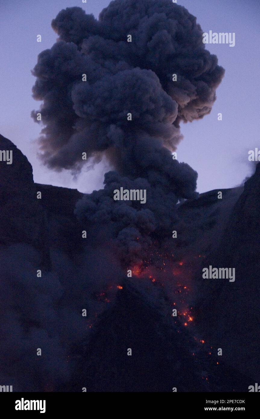 Volcanic eruption and ash cloud, Mount Komba, Alor Archipelago, Lesser ...