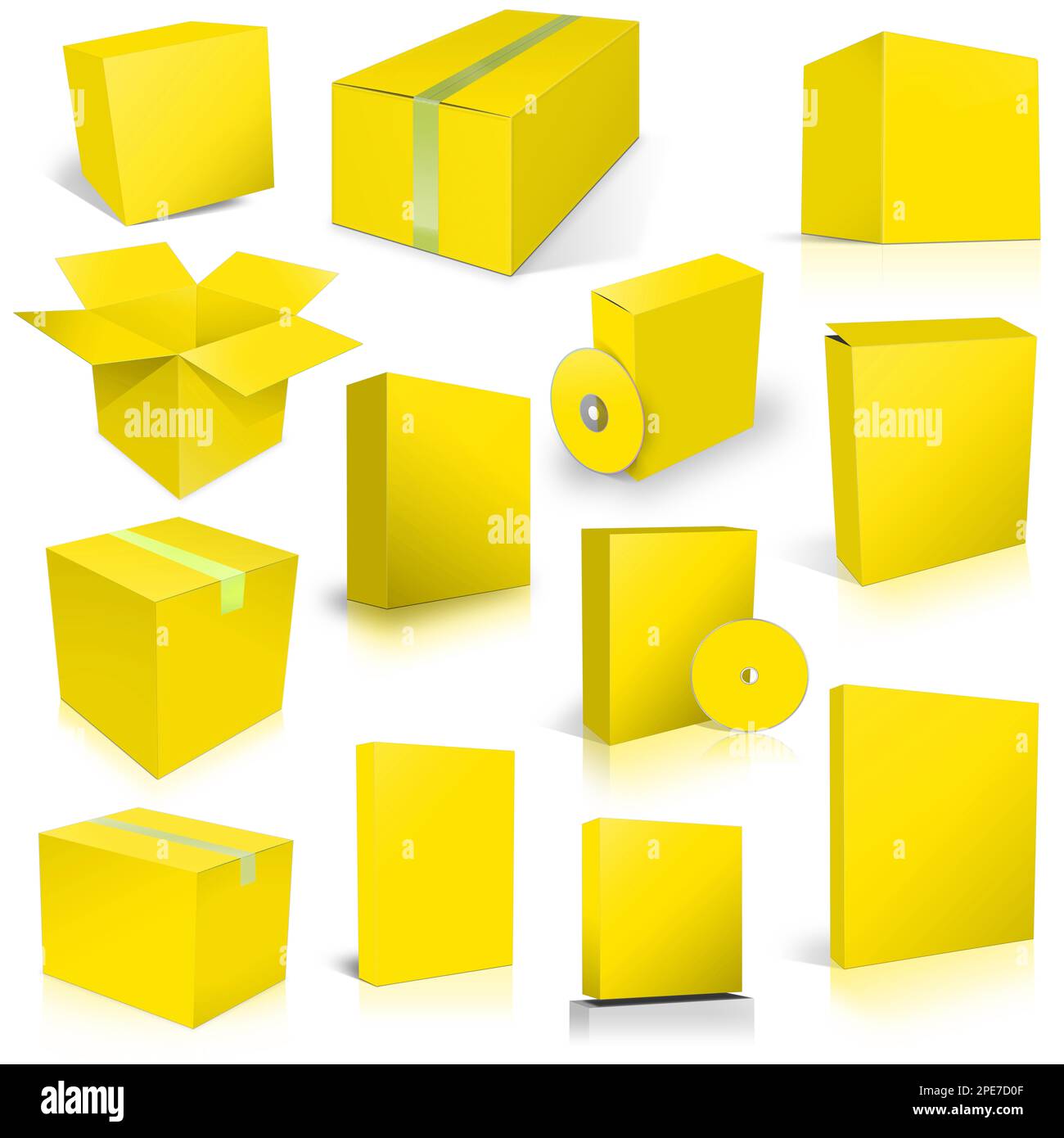 Thirteen Yellow Shipping Box and Software Boxes for layouts and ...