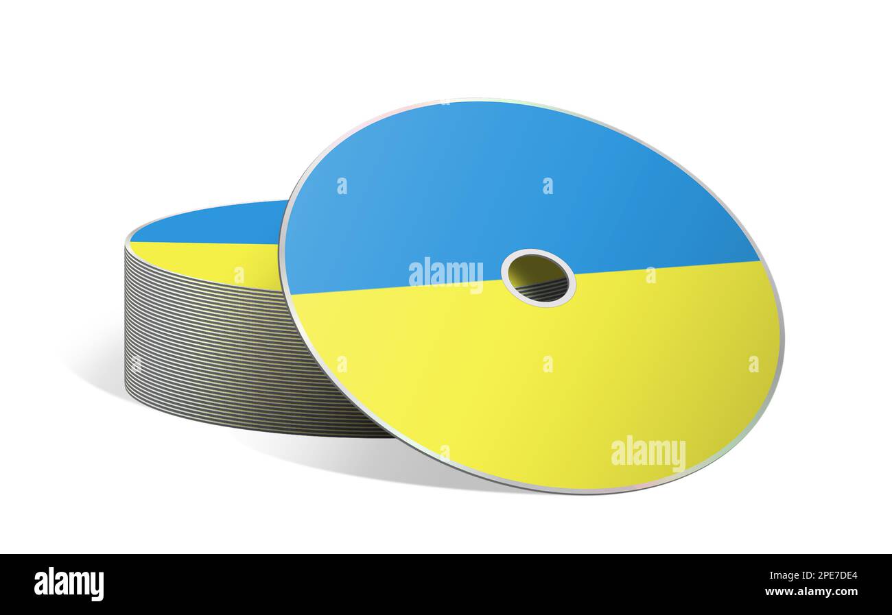 CD or DVD blank template Ukrainian flag for presentation layouts and ...