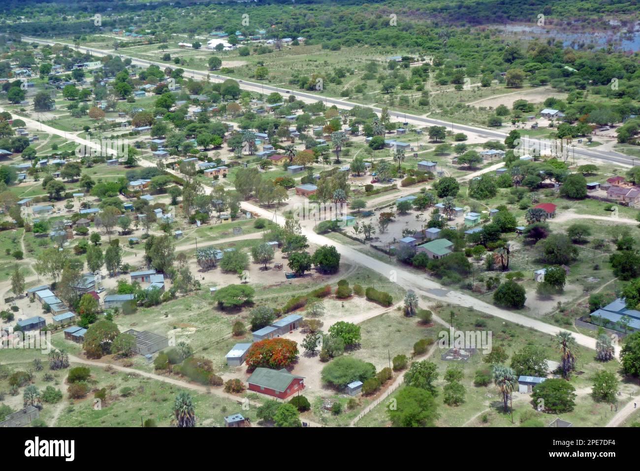 Aerial view of a rural settlement, Maun, Ngamiland, Botswana Stock ...