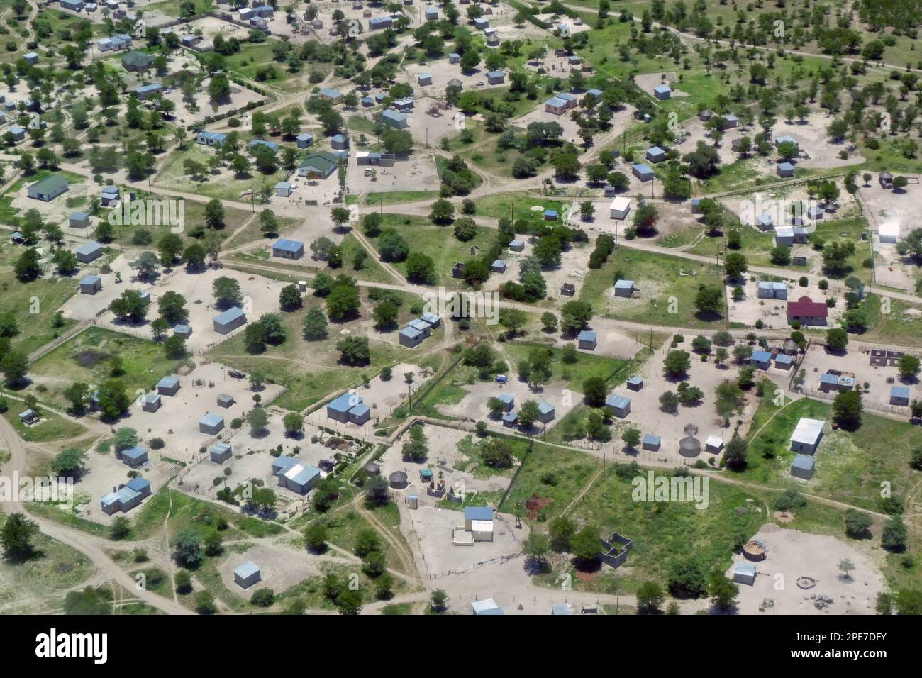 Aerial view of a rural settlement, Maun, Ngamiland, Botswana Stock ...