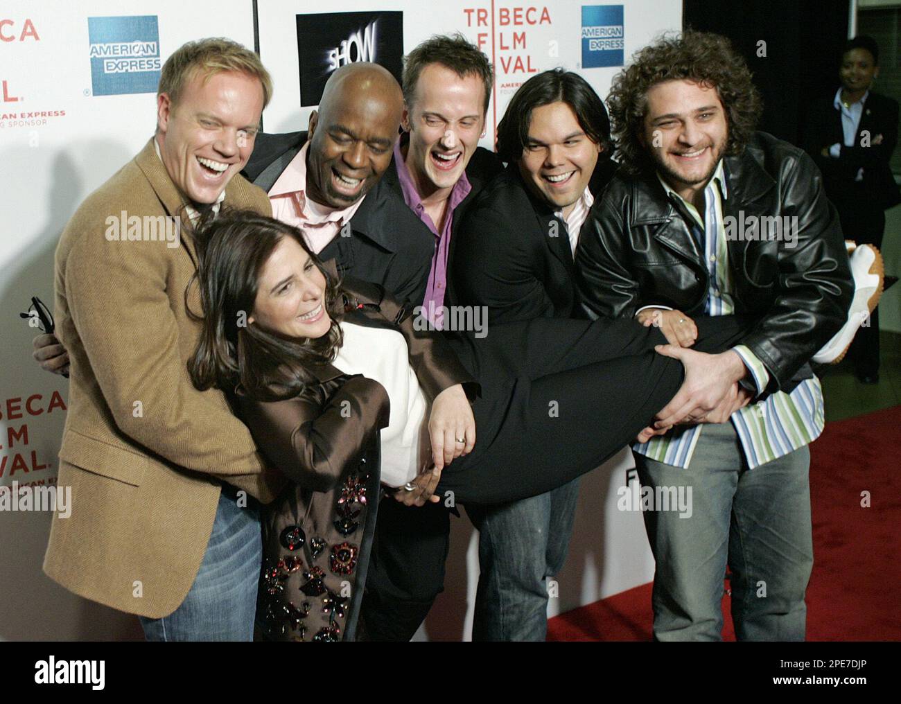 Production members of the Broadway show Avenue Q , pictured left to ...