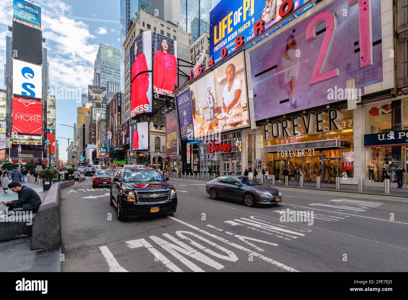 New York, Manhattan, USA - February 15, 2023: View of Times Square with ...