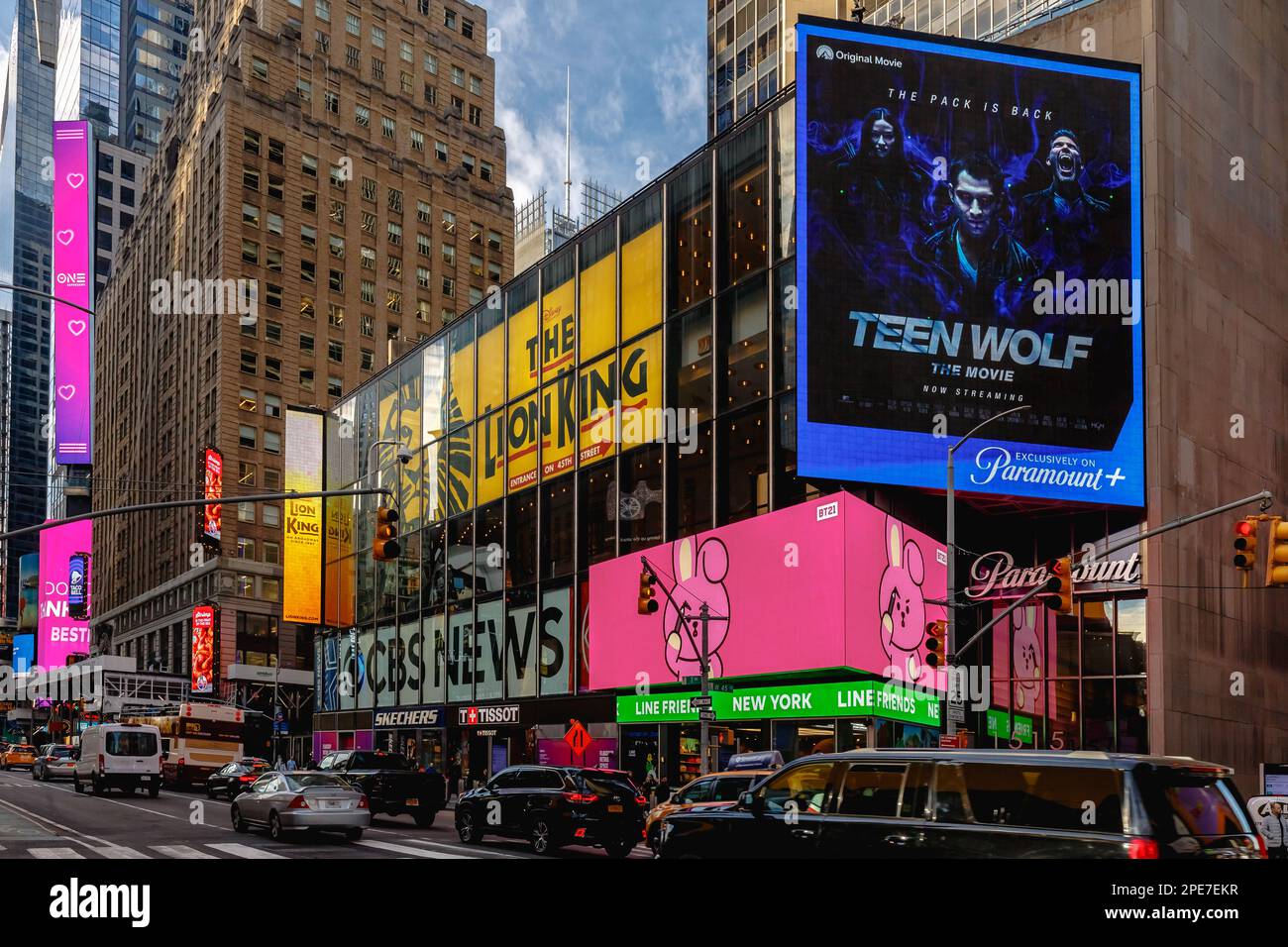 New York, Manhattan, USA - February 15, 2023: View of Times Square with ...