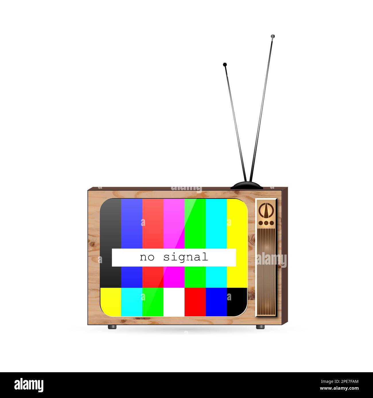 Retro TV with no signal screensaver, isolated on white background ...