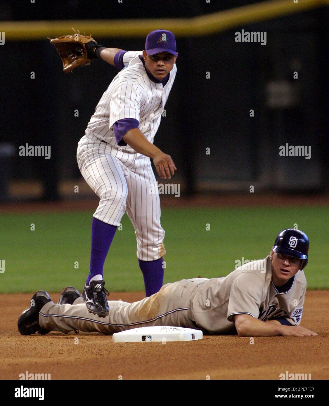 Arizona Diamondbacks second baseman Alex Cintron and San Diego Padres ...