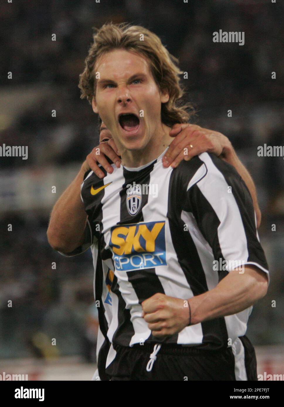 Juventus' midfielder Pavel Nedved celebrates after scoring against ...
