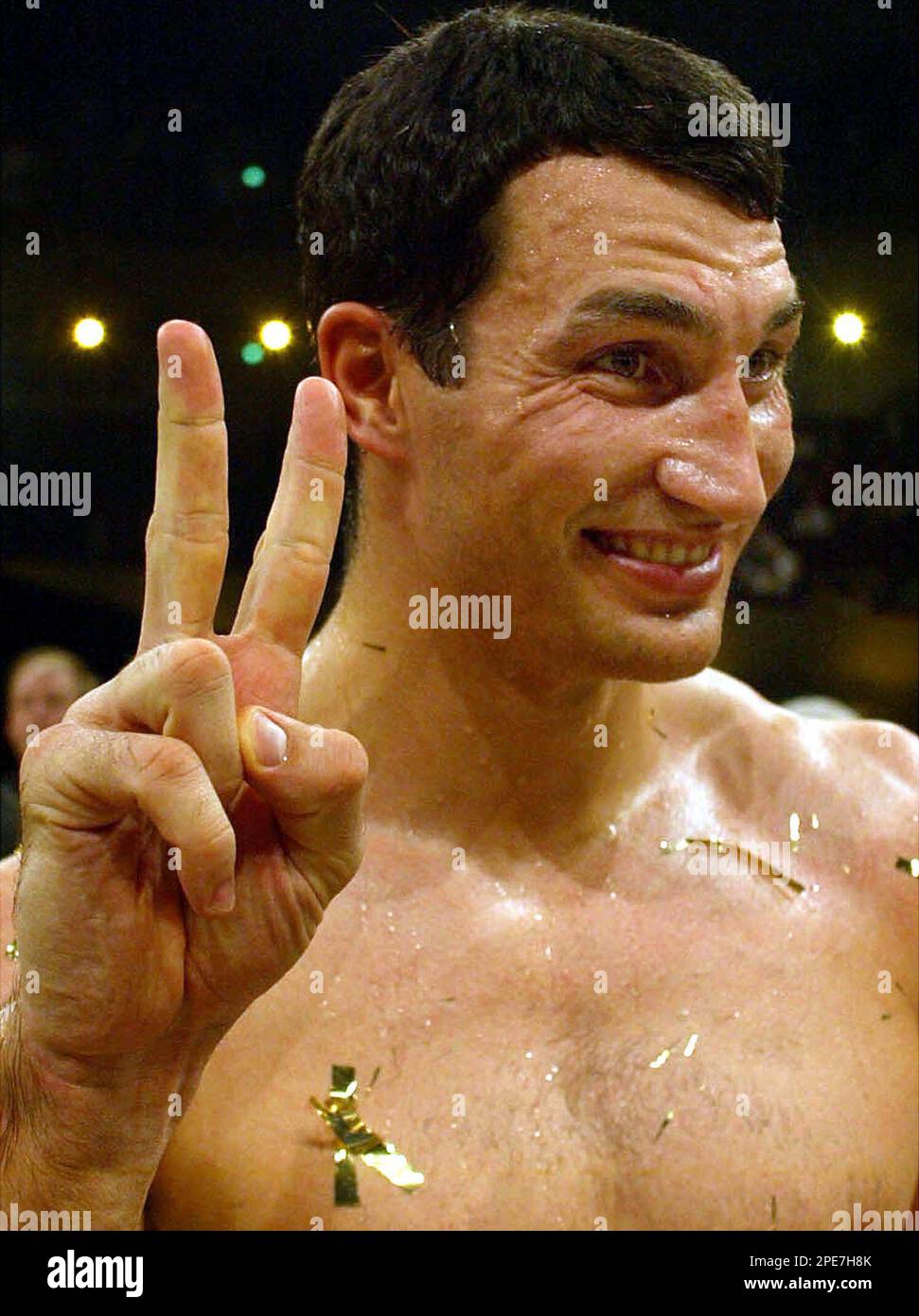 Ukraine's boxer Wladimir Klitschko celebrates after winning the ...