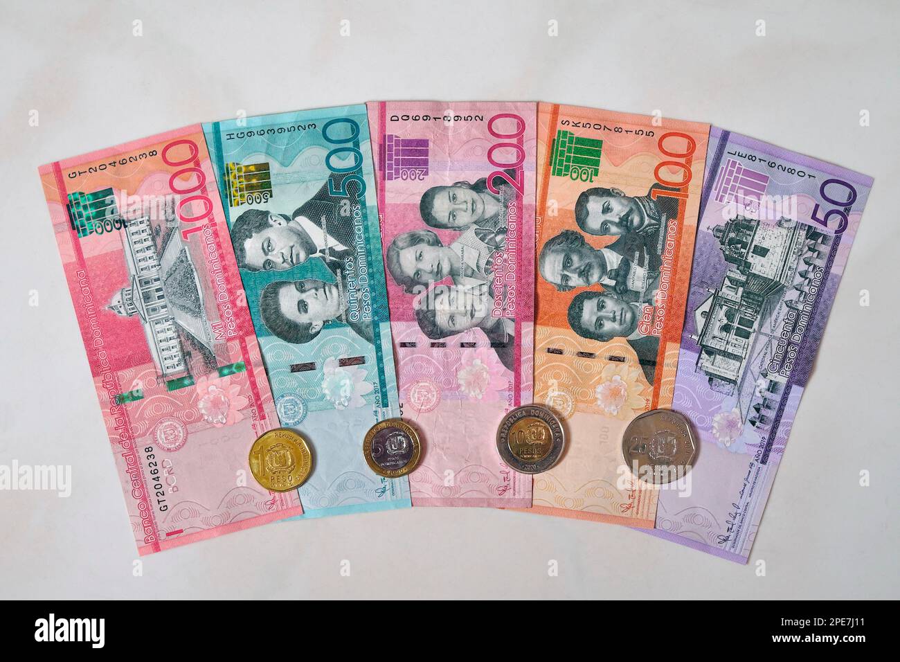 Currency Peso in notes and coins, Dominican Republic, Caribbean ...