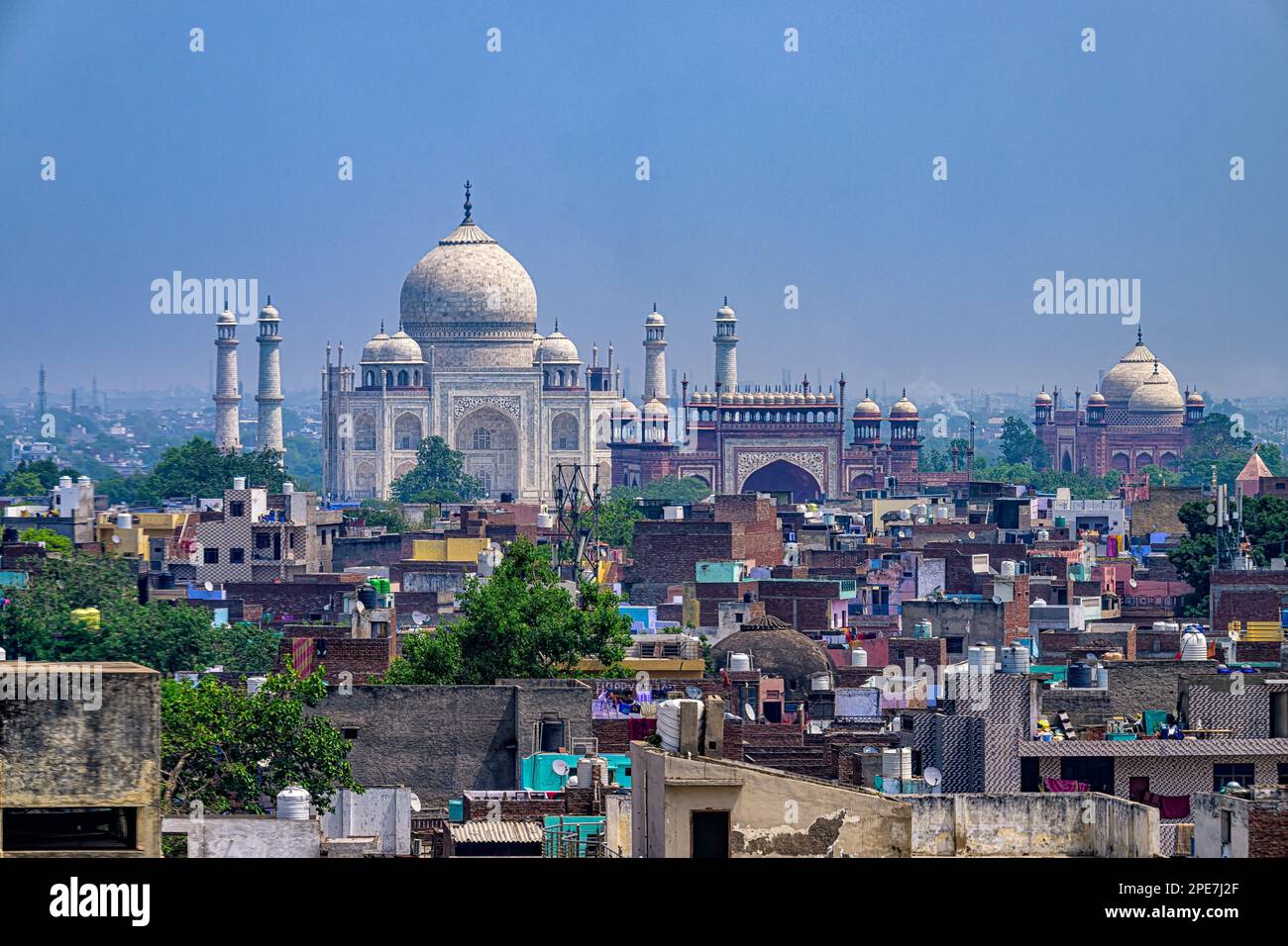 Taj Mahal viewed from a window of the Tajview Hotel in Agra Stock Photo ...