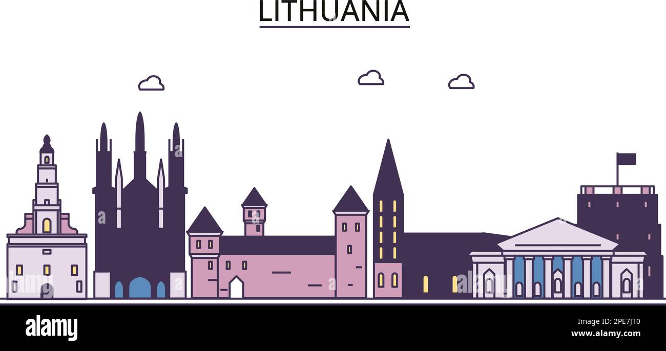 Lithuania tourism landmarks, vector city travel illustration Stock ...