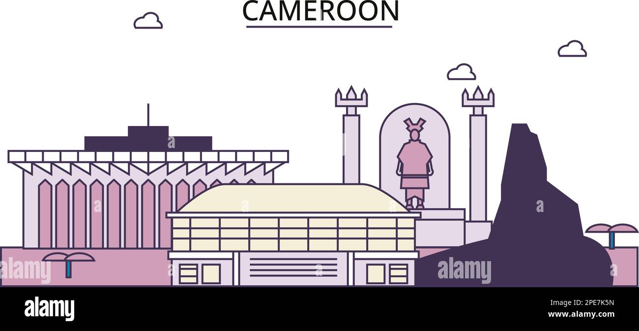 Cameroon tourism landmarks, vector city travel illustration Stock ...