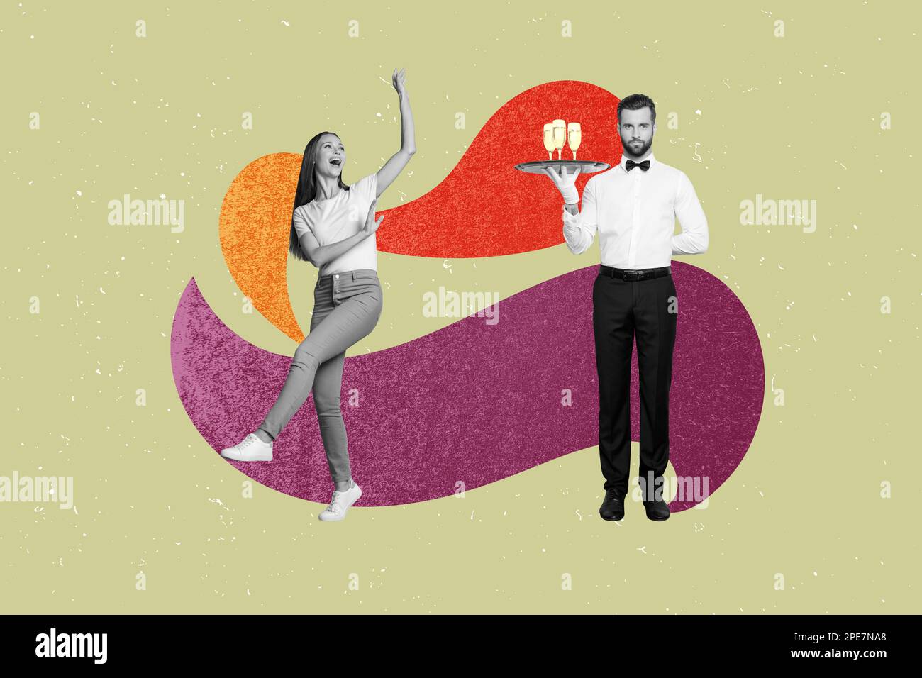 Funny waiter man woman hi-res stock photography and images - Alamy