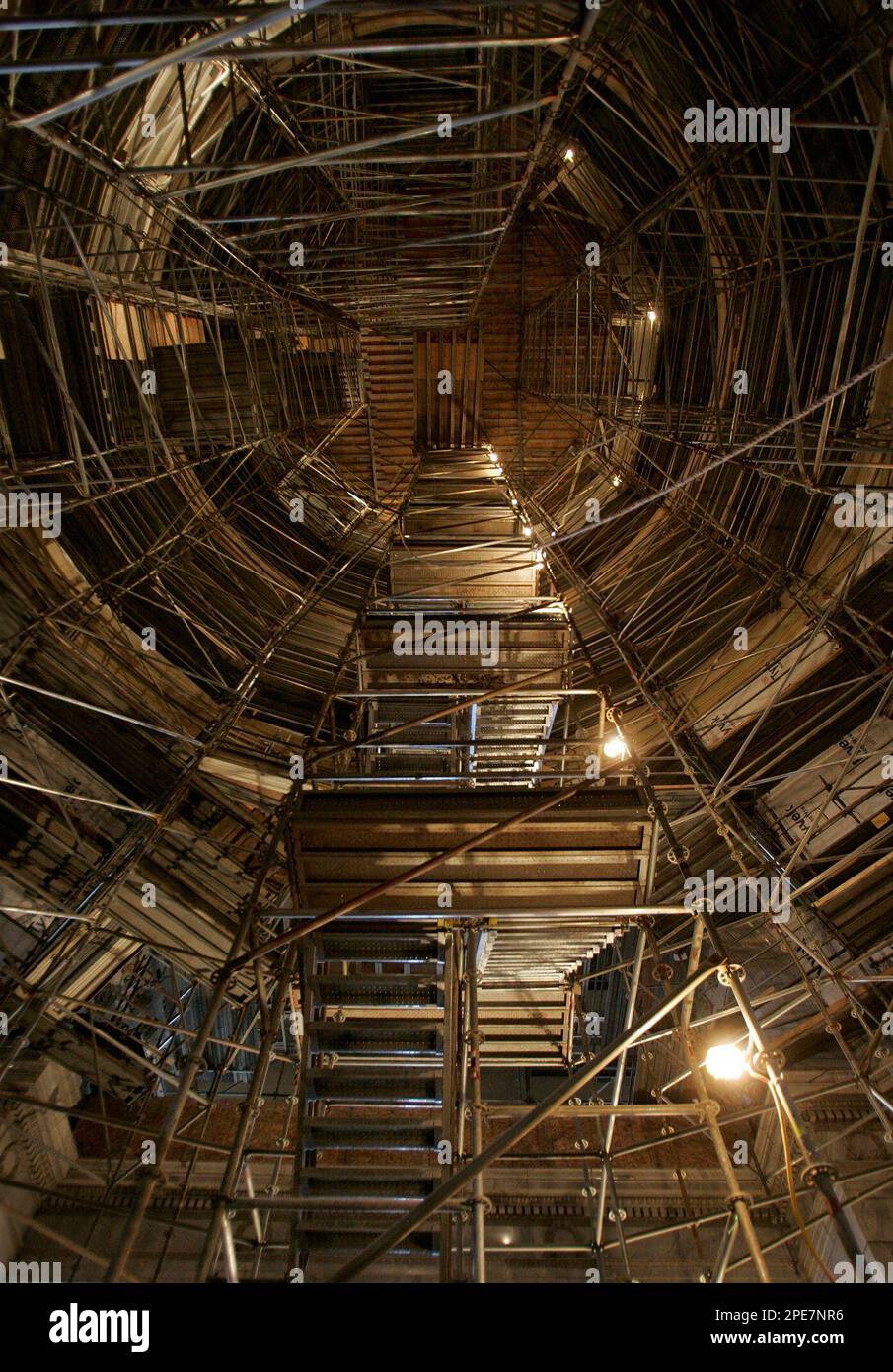 Scaffolding fills the rotunda (looking up) in the Utah Capitol as the ...