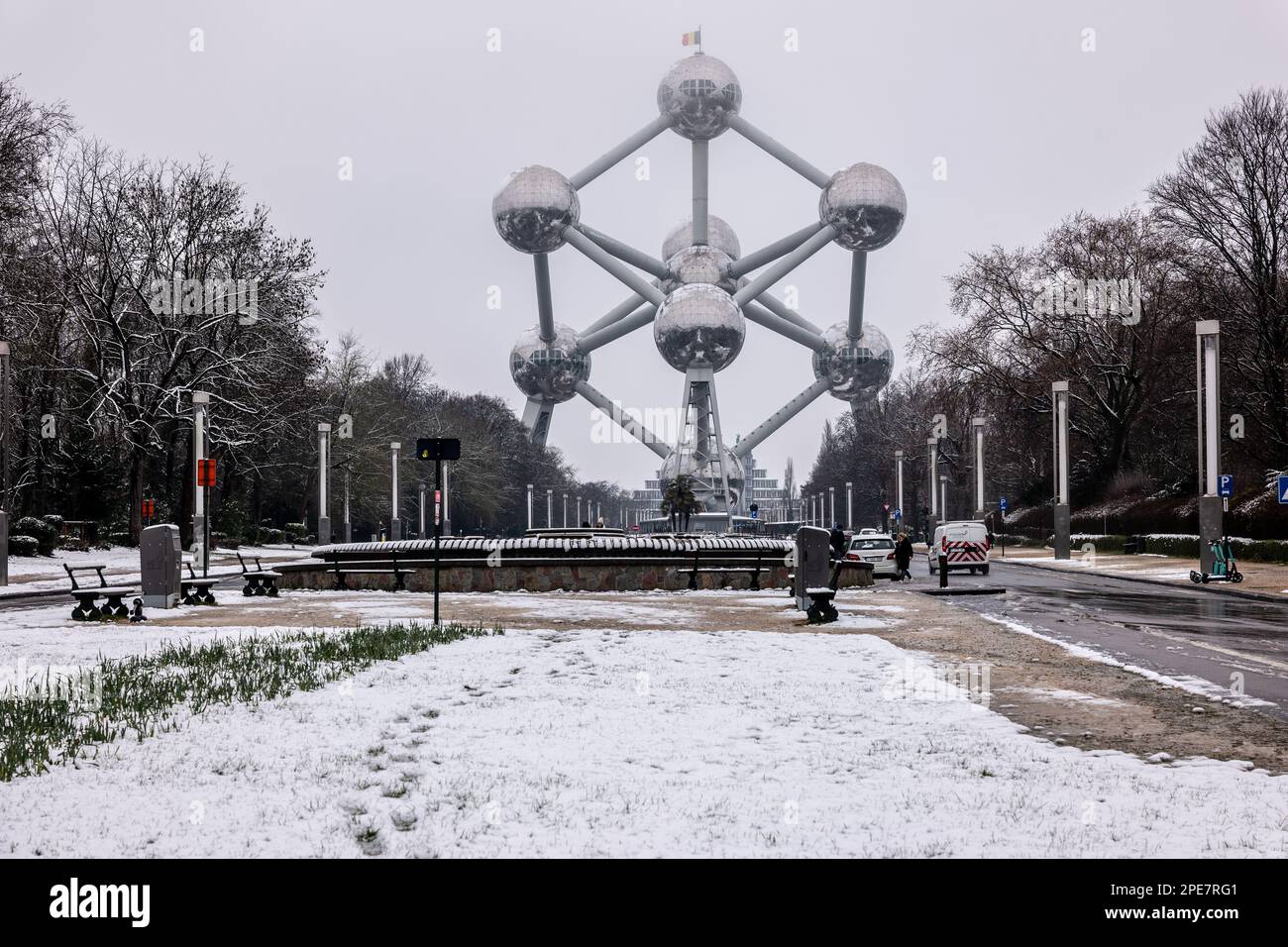 The Atomium in Brussels Belgium in the snow Stock Photo - Alamy