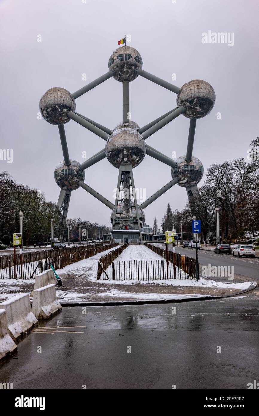 The Atomium in Brussels Belgium in the snow Stock Photo - Alamy