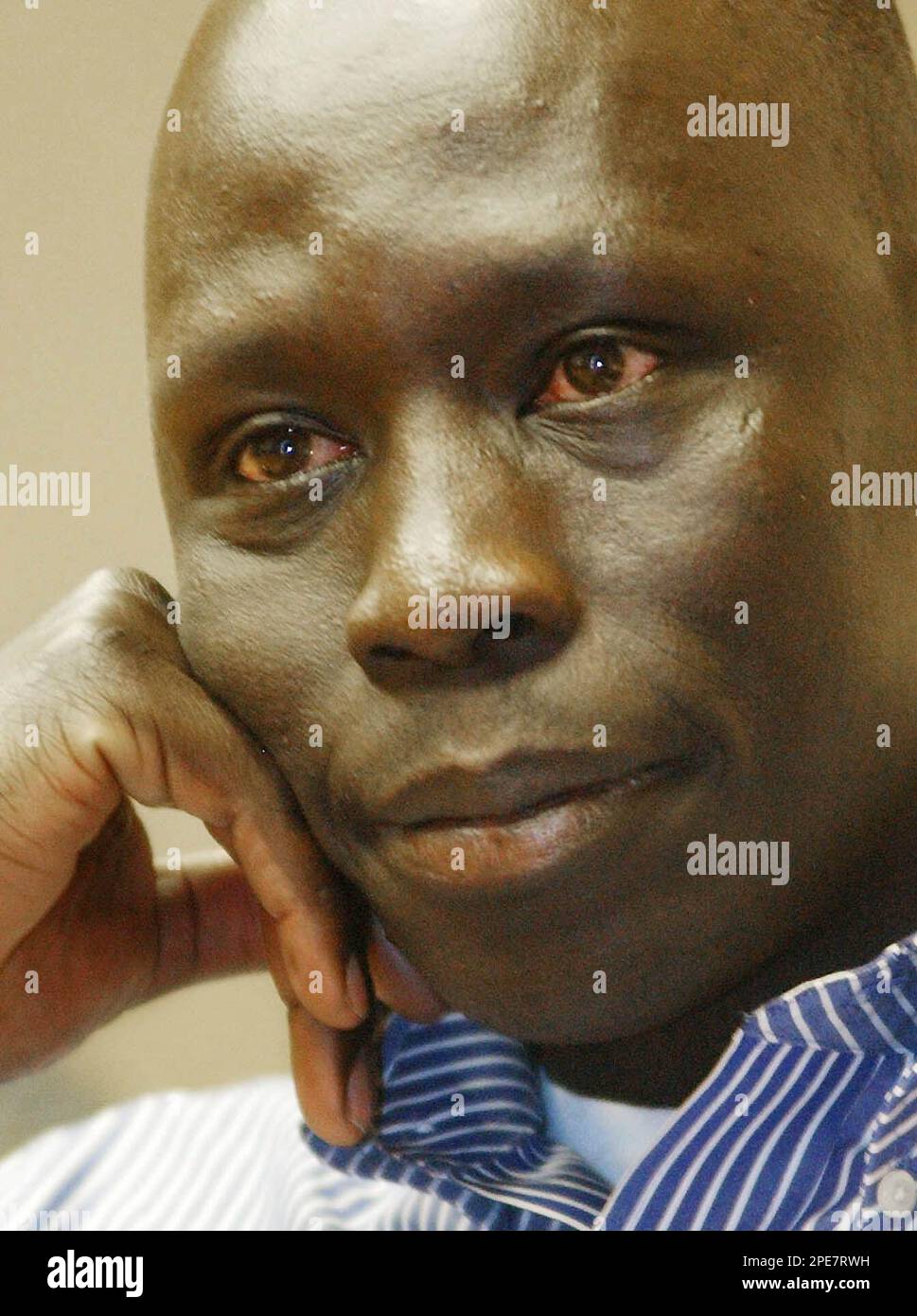 ** ADVANCE FOR MONDAY, APRIL 25 ** Obang Okello ponders a question ...