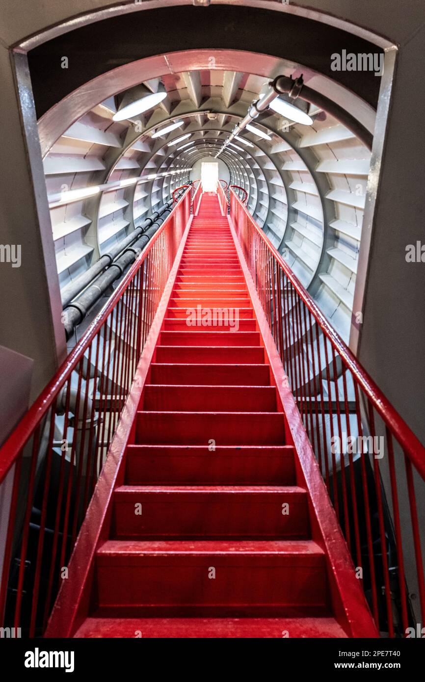 The stairway to another level in the Atomium Brussels, Belgium Stock ...