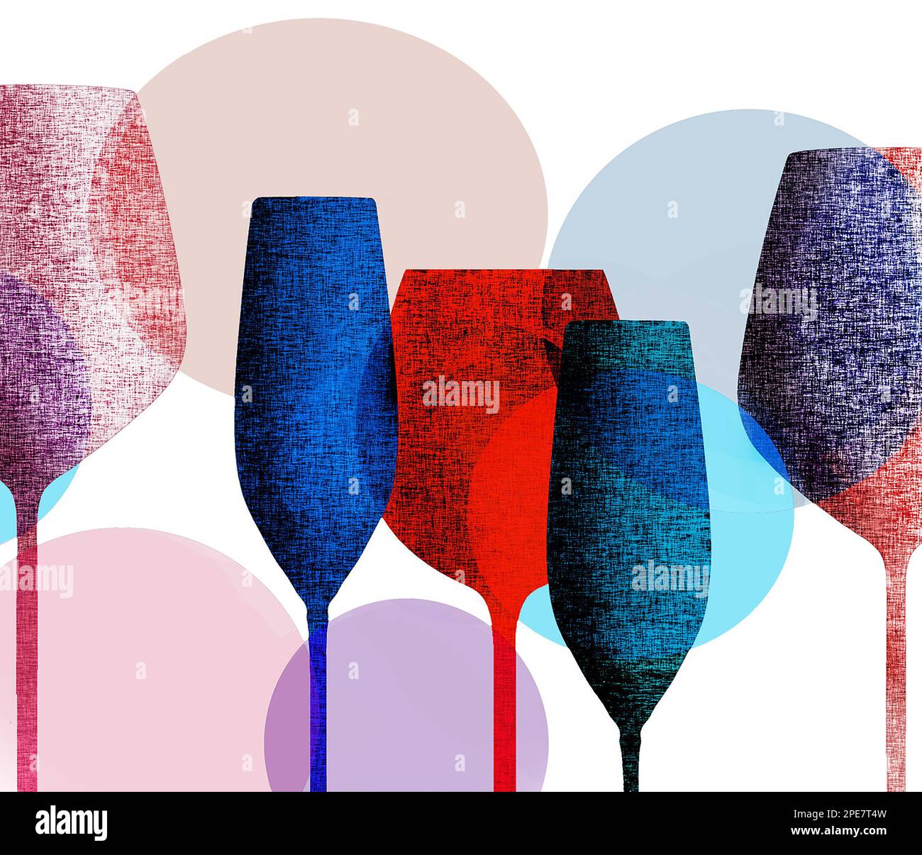 Long stem glassware with a textured color finish is seen in this ...