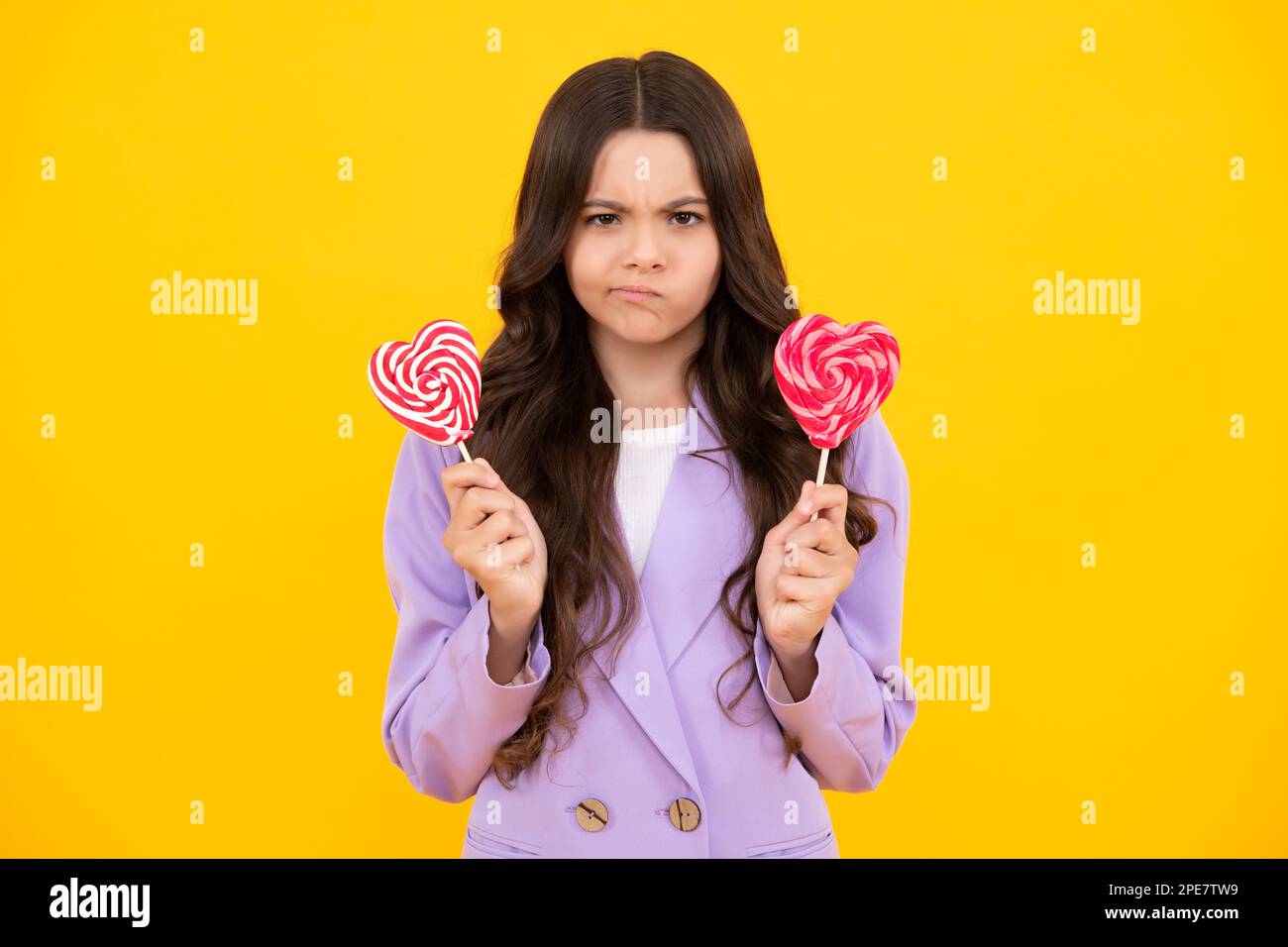 Teenage girl with lollipop, child eating sugar lollipops, kids sweets ...
