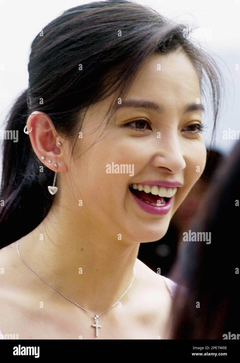 Chinese actress Li Bing Bing smiles during a promotion event of her new ...