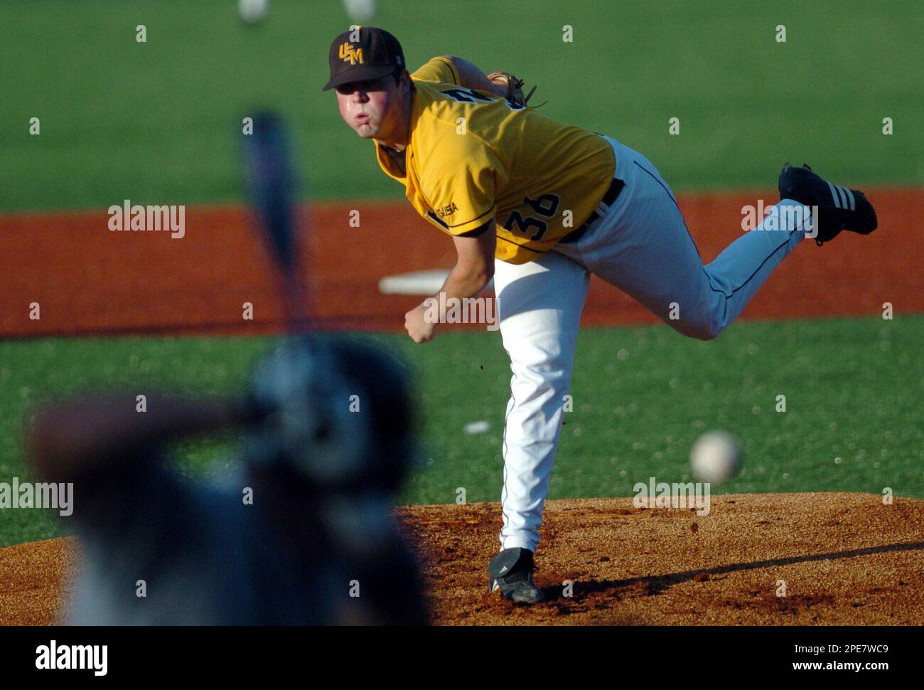 Southern Mississippi pitcher Cole Basinger (36) watches his first ...
