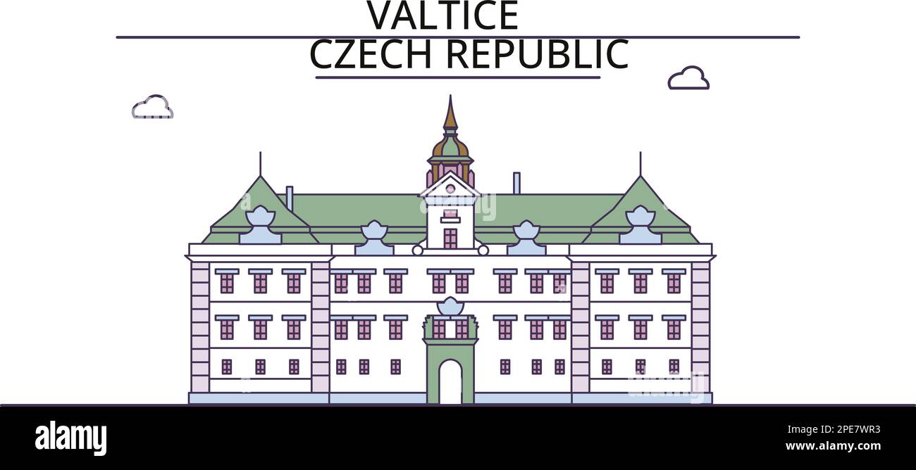Czech Republic, Valtice tourism landmarks, vector city travel ...