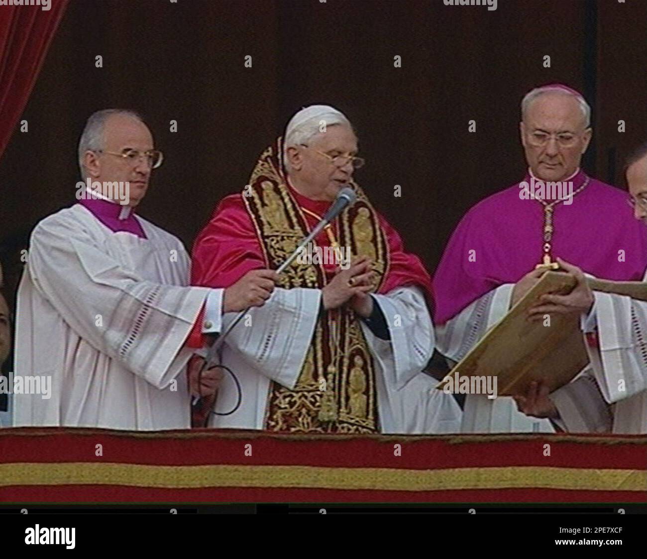 Cardinal Joseph Ratzinger of Germany addresses the faithful as the new ...