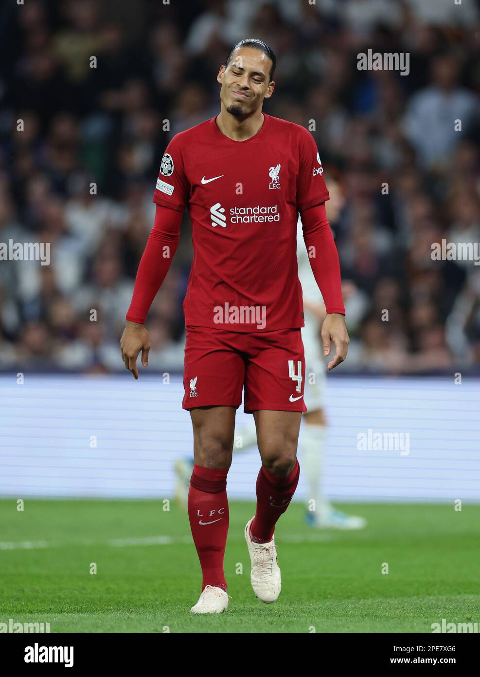 Liverpool's Virgil van Dijk reacts during the UEFA Champions League ...