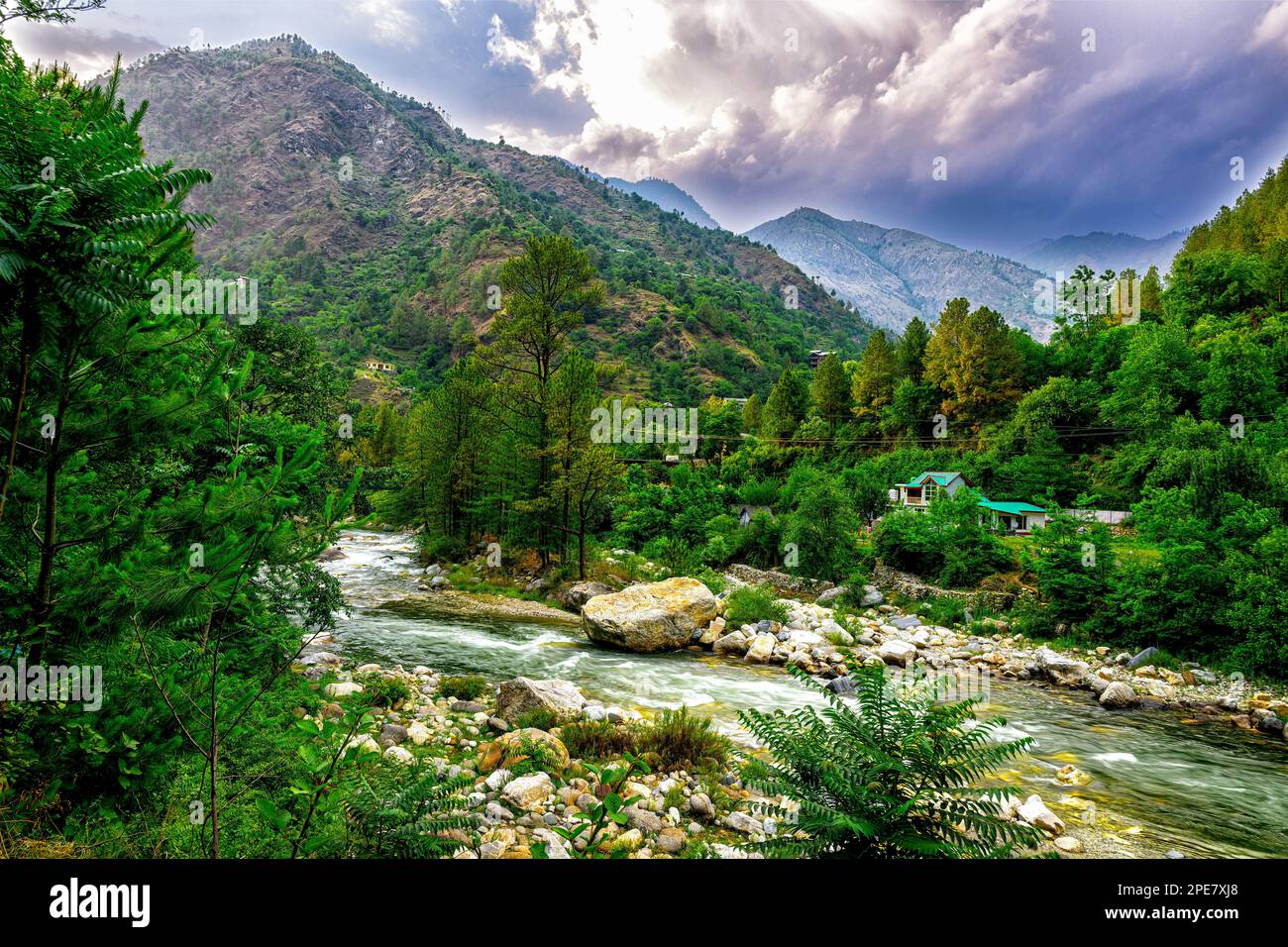 Tirthan River flowing through Tirthan Valley near the Nature Learning ...