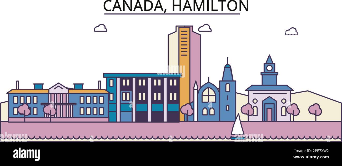 Canada, Hamilton tourism landmarks, vector city travel illustration ...