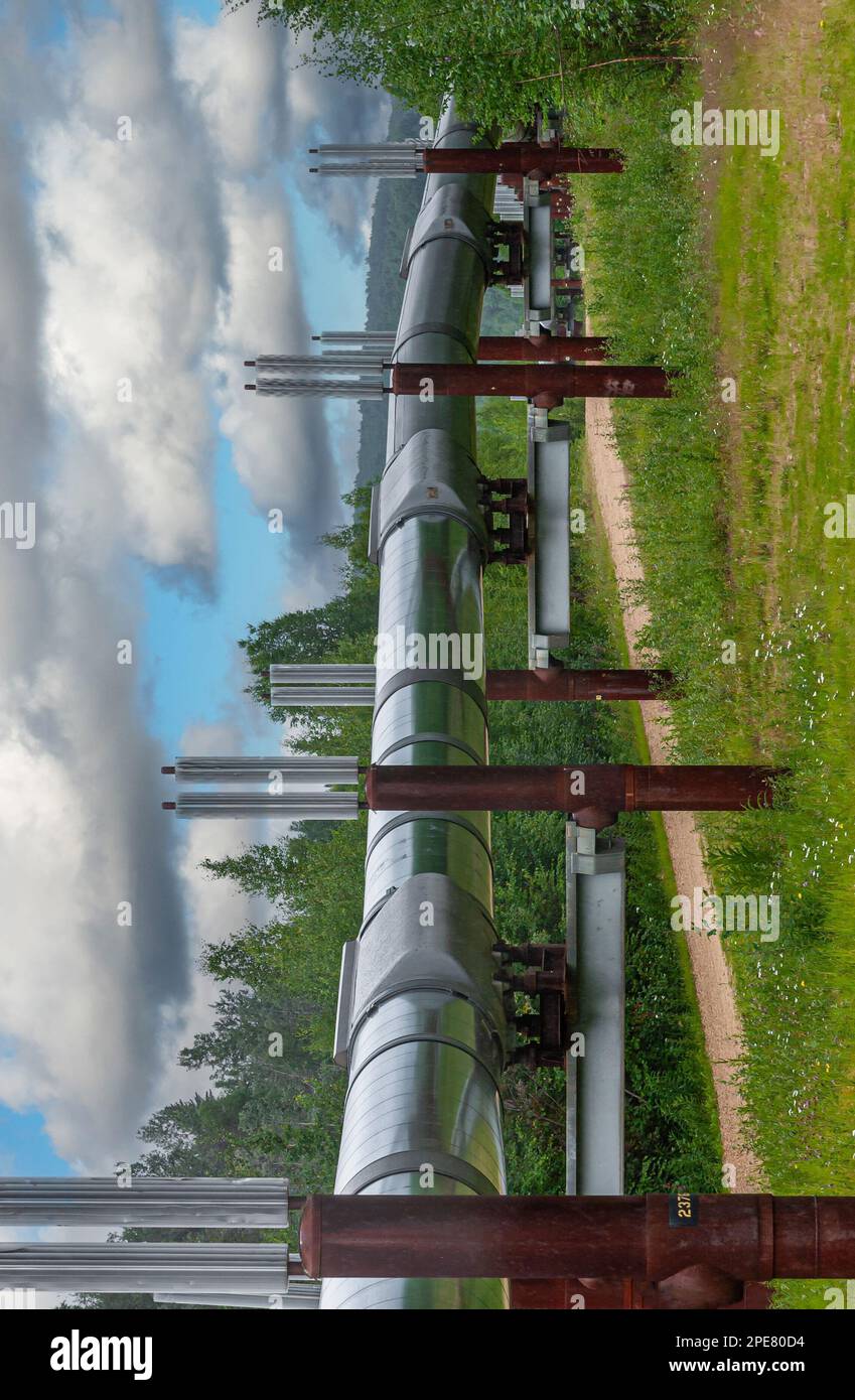 Goldstream, Alaska, USA - July 26, 2011: Alyeska Trans-Alaska pipeline ...