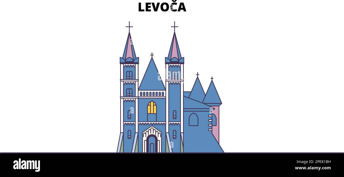 Slovakia, Levoca tourism landmarks, vector city travel illustration ...