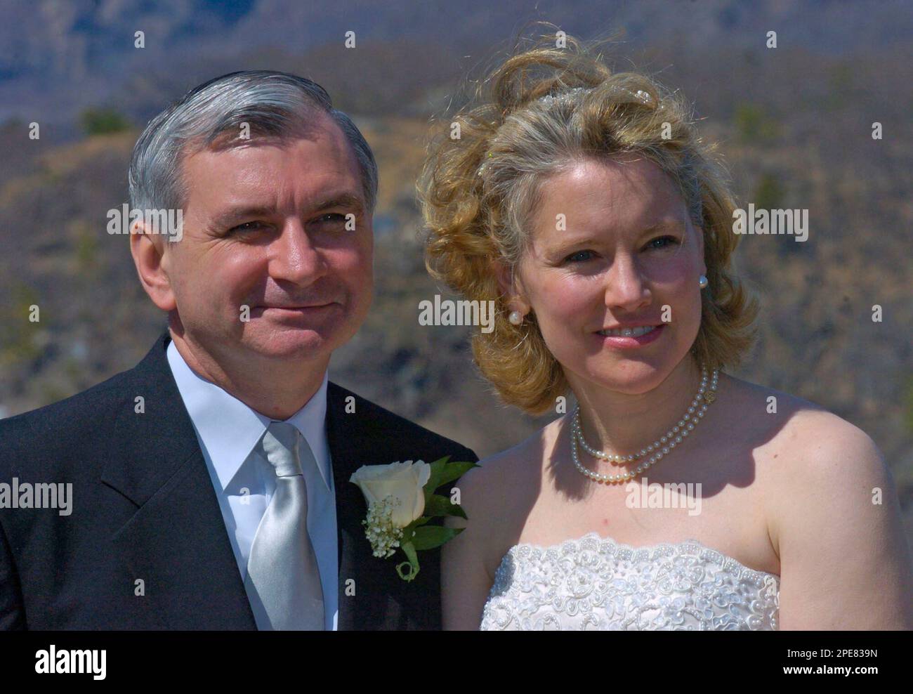 Sen. Jack Reed, D-Rhode Island, left, poses with his wife, Julia Hart ...