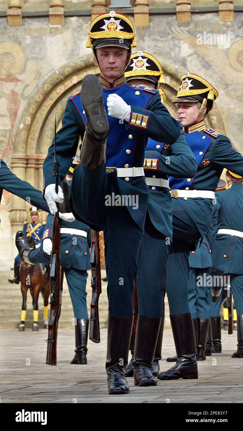 Kremlin guards march during a ceremony of the Changing of the Guard in ...