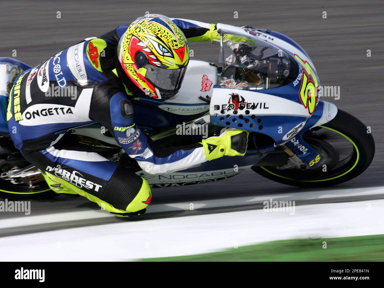 Italy's Marco Simoncelli rides his Aprilia 125cc Saturday April 16 2005 ...