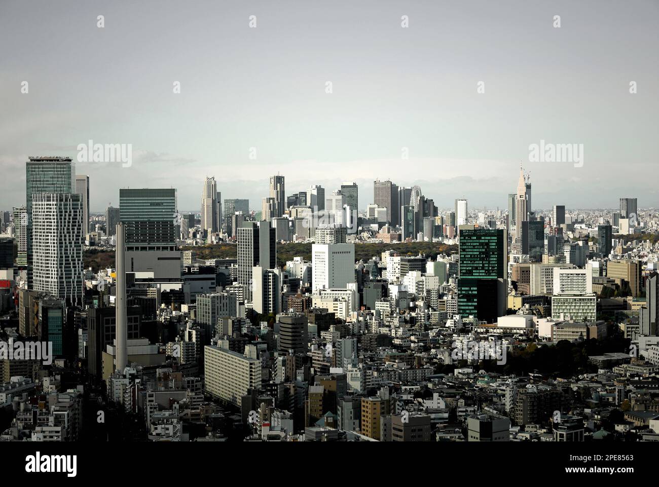 Panoramic view of Tokyo in a cloudy sky High-rise buildings in Shibuya ...